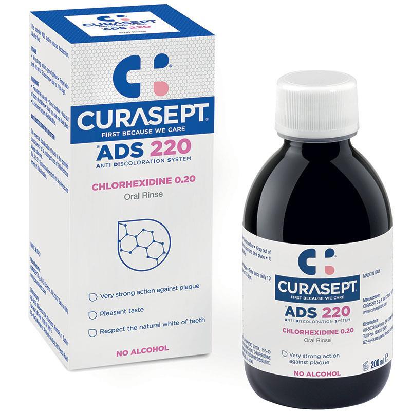 Curasept ADS 220 Oral Rinse 200ml - Gentle Care, Anti-Stain Formula ...